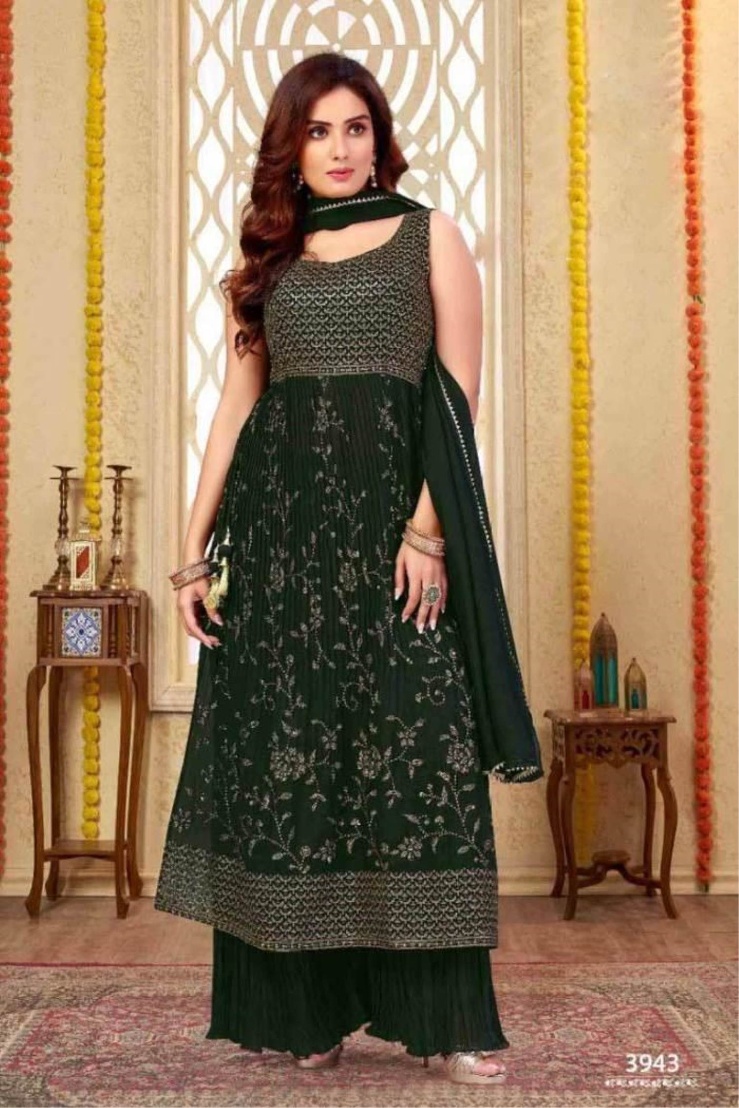 Green Color Party Wear Designer Indo-Western Plaazo Suit :: ANOKHI FASHION Green Color Party Wear Designer Indo-Western Plaazo Suit :: ANOKHI FASHION