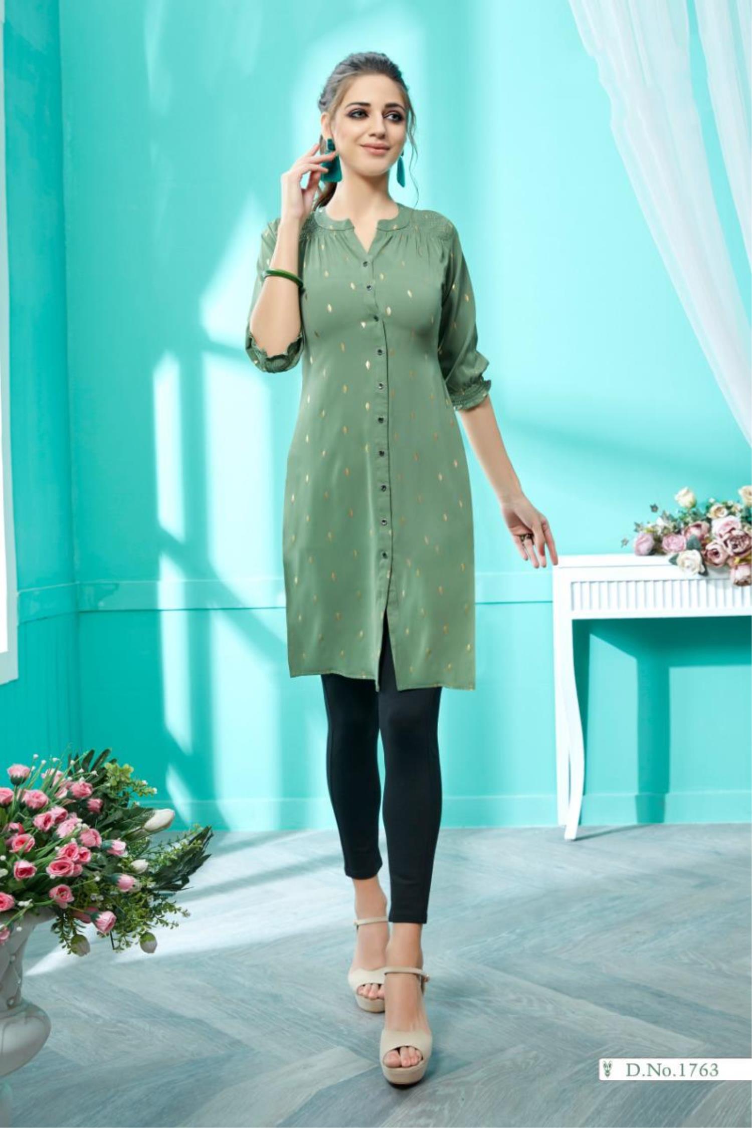 Pista Color Casual Wear Short Kurti :: ANOKHI FASHION