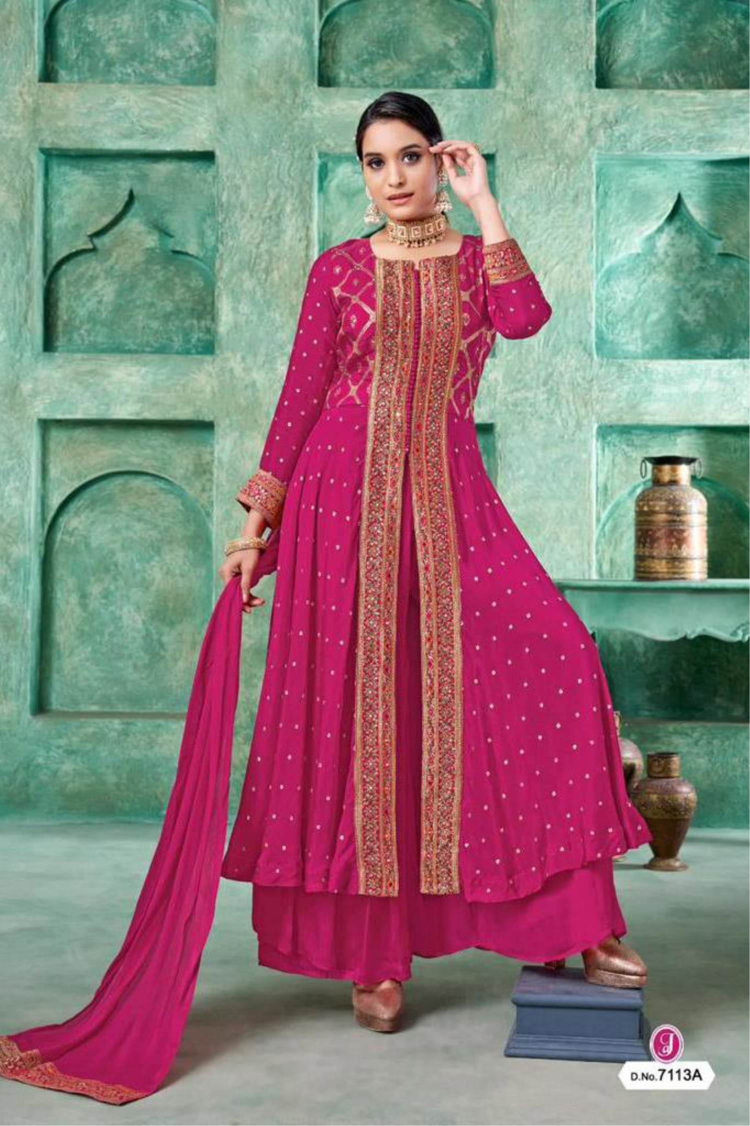 Rani Color Party Wear Designer Indo-Western Plazo Suit :: ANOKHI FASHION Rani Color Party Wear Designer Indo-Western Plazo Suit :: ANOKHI FASHION