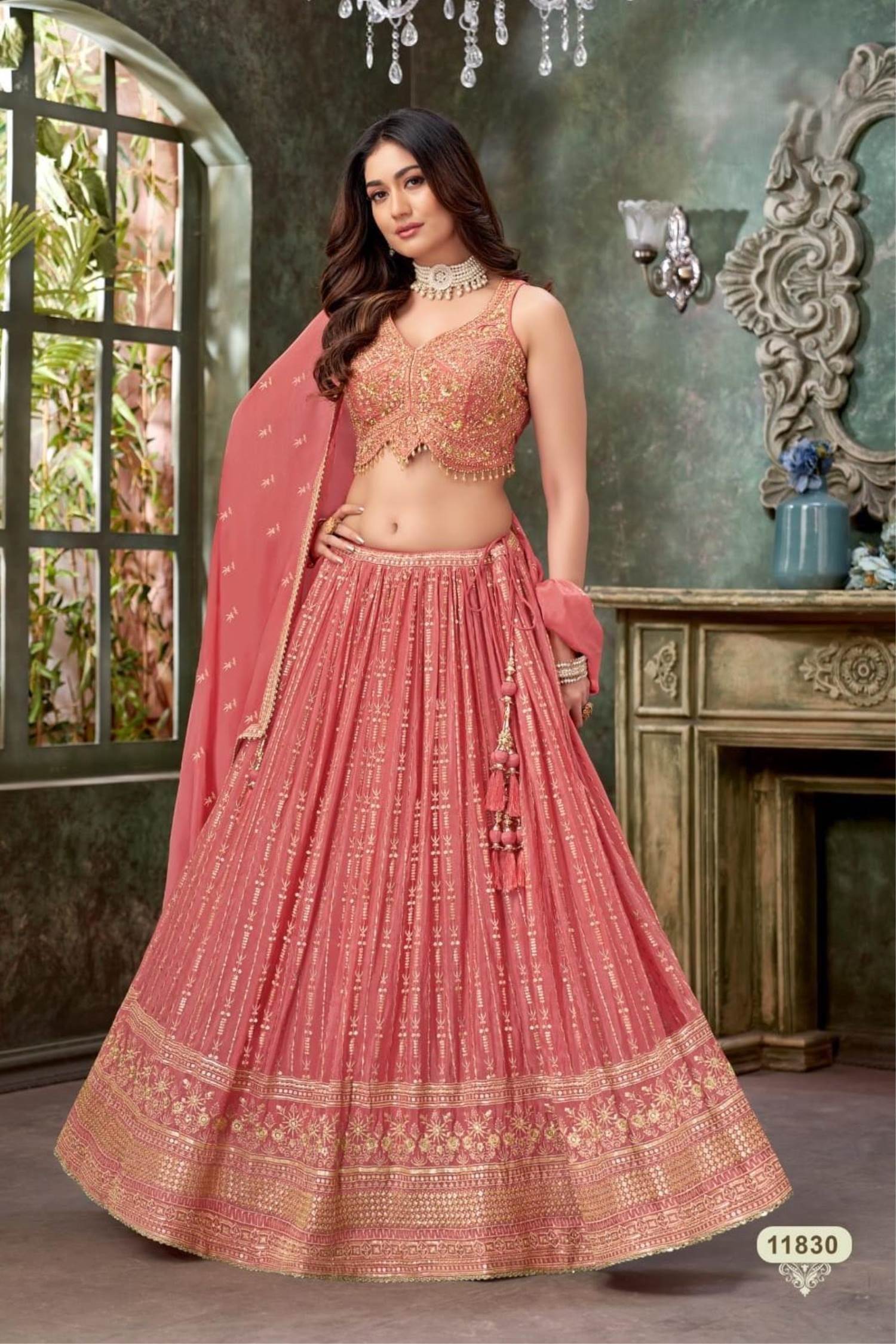 Gajari Color Wedding Collection Designer Lehenga Choli :: ANOKHI FASHION