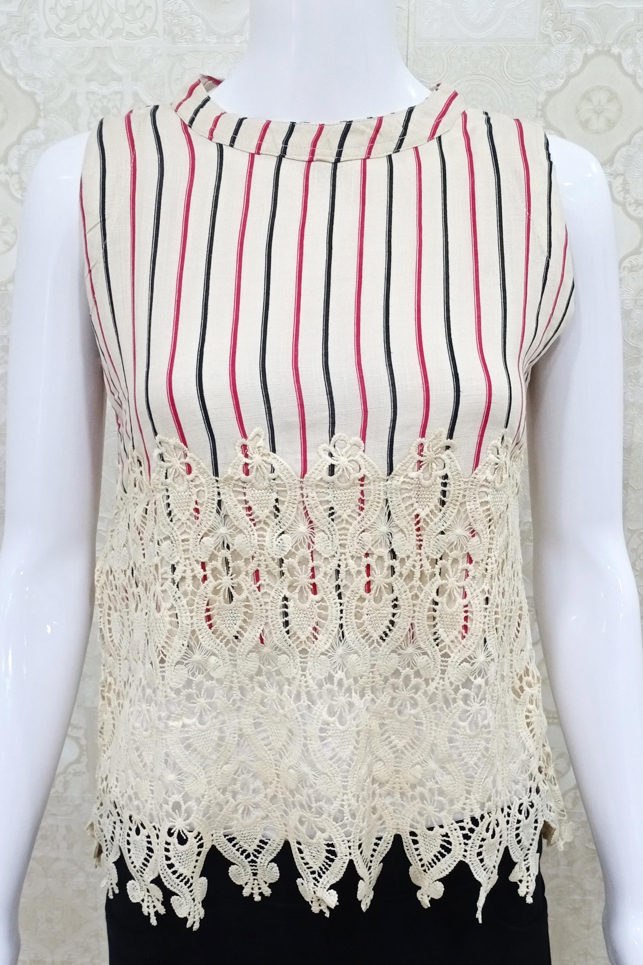 Cream Color Party Wear Crop Top :: ANOKHI FASHION