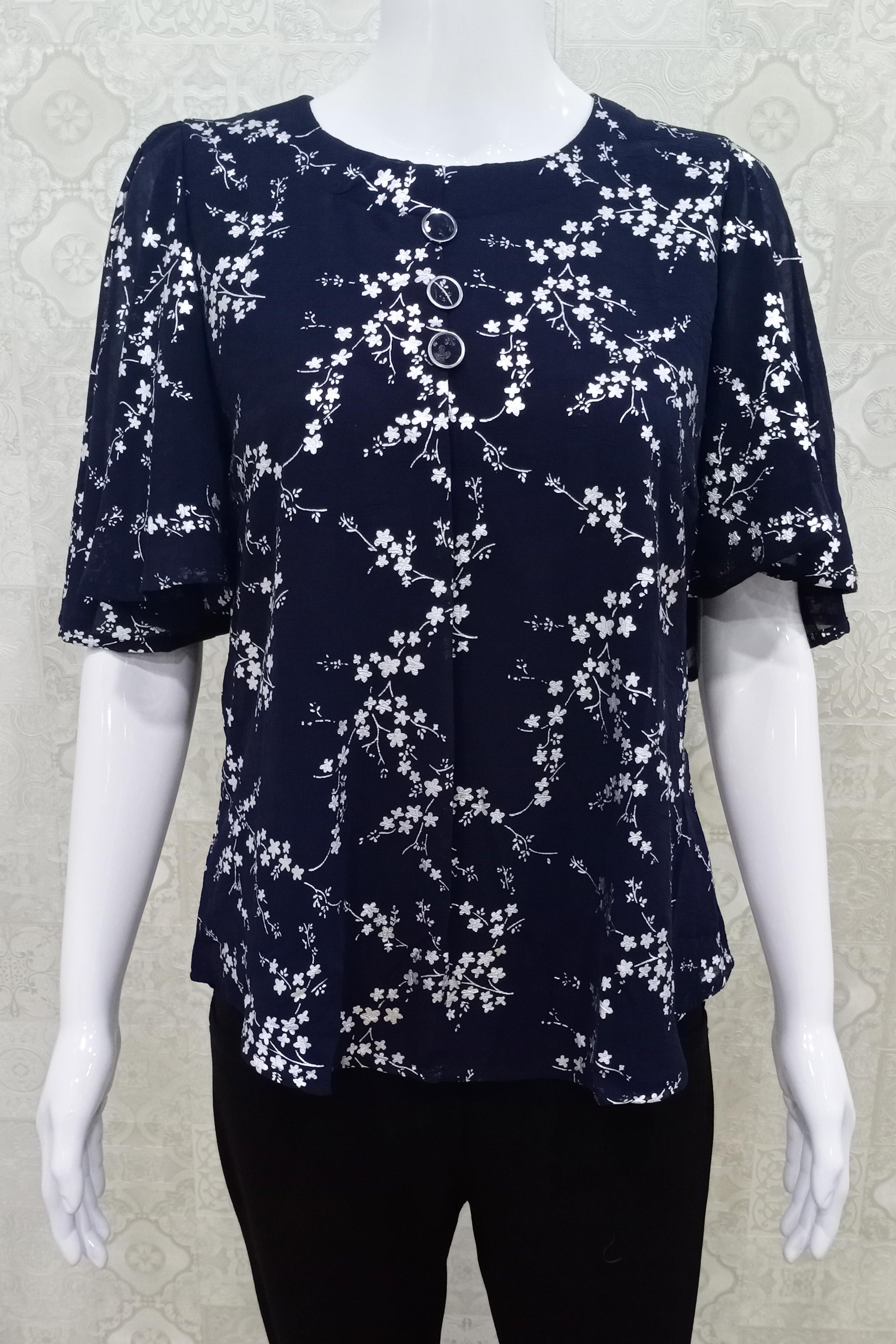 Navy Blue Color Party Wear Western Tops :: ANOKHI FASHION