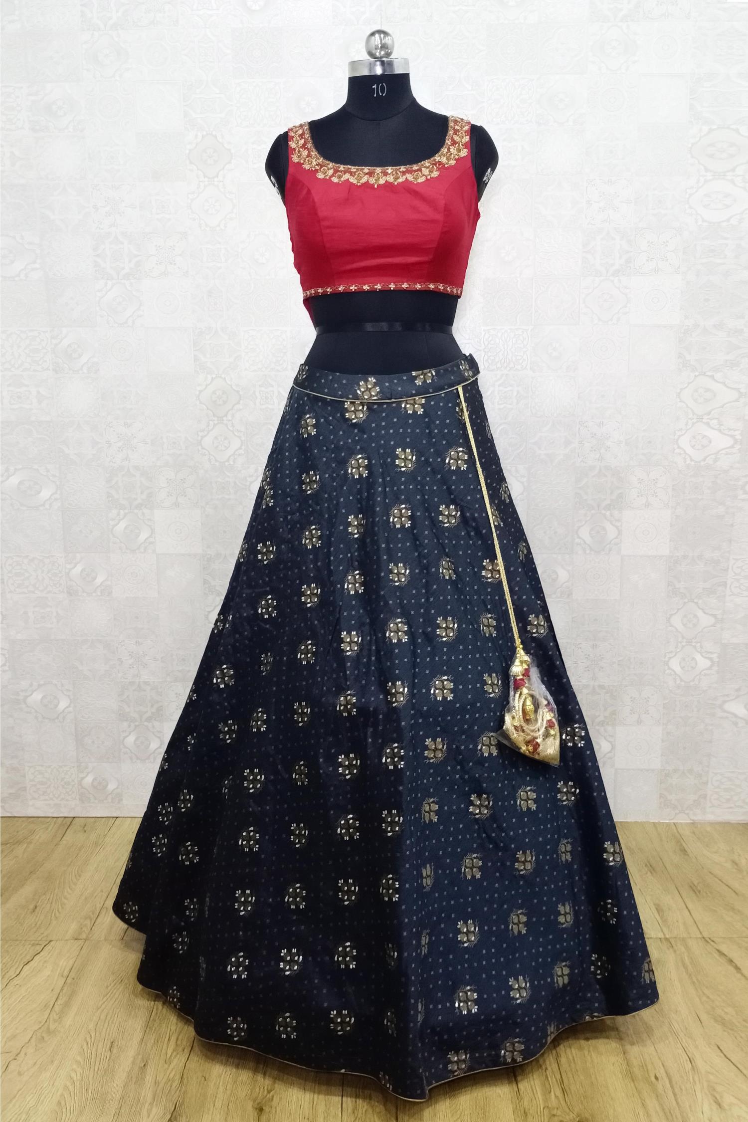 Maroon and Nevy Blue Color Combination Lehengha Choli With Yellow ...